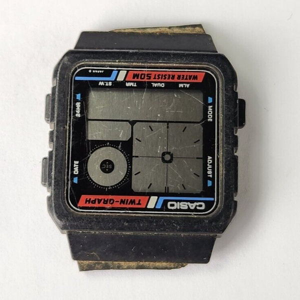 Vintage Casio Twin Graph AE-20W Japan LCD 1980s Watch for PARTS REPAIR ...