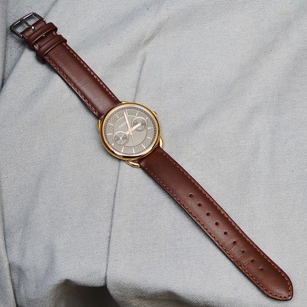 Women's Wristwatch Quartz, Day Date, Gold Plated, Grey, Fossil Ref ...