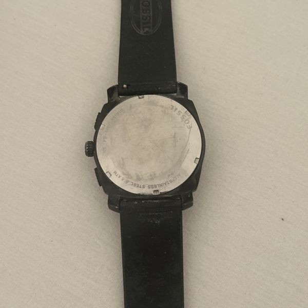 FOSSIL MACHINE FS4487 CHRONOGRAPH BLACK DIAL & SILICONE STRAP 5ATM MEN ...