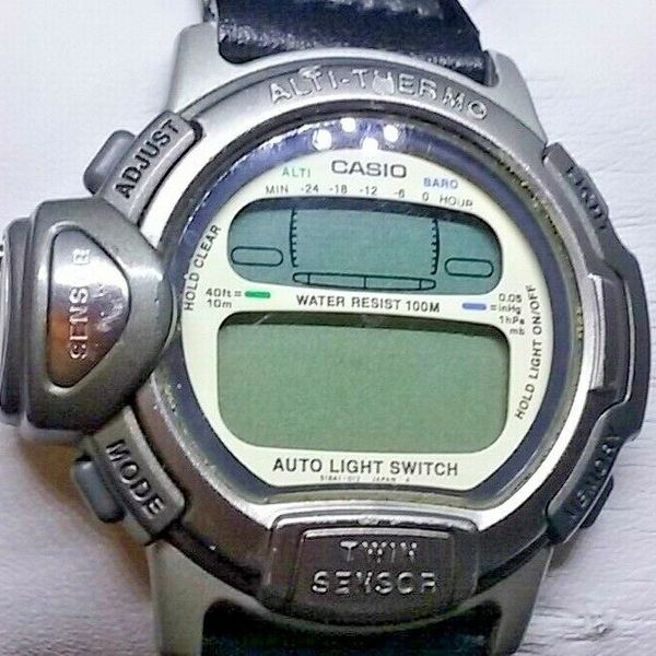 Vintage Casio Pathfinder 1675 PAL-200 Alti Thermo Twin Sensor Watch ...