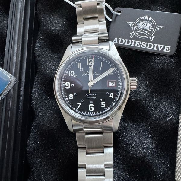 Addiesdive AD2070- Black Dial Pilot Military Field Watch - Automatic ...