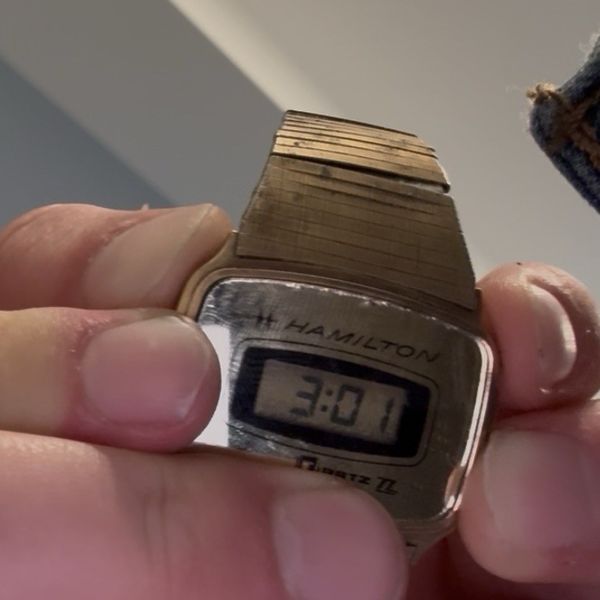 HAMILTON Tritium Lithium Quartz LED 10K GF Digital Watch Partial Tested ...