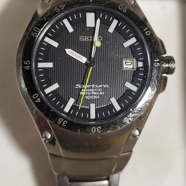 Seiko Sportura Kinetic titanium case Watch. 5J22-0E00 with Box. | WatchCharts Marketplace