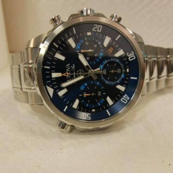 BULOVA Chronograph MARINE STAR Blue Dial Men's Watch - 96B256 MSRP ...