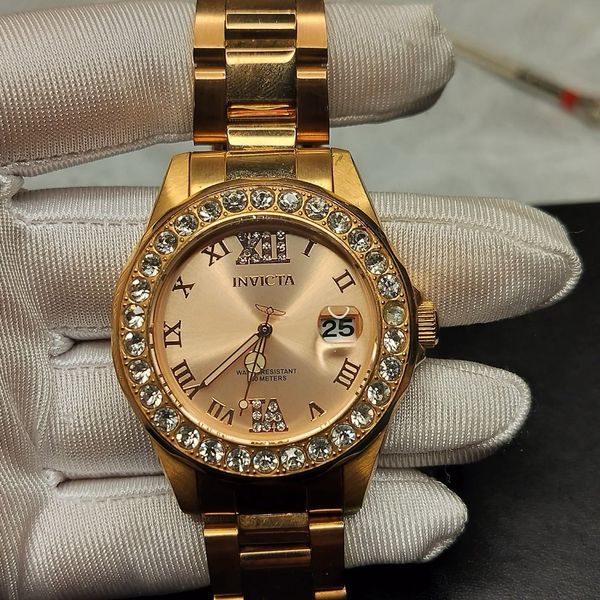 Invicta 15253 Rose Gold With Jewel Accents Womenâ s Watch New Battery ...