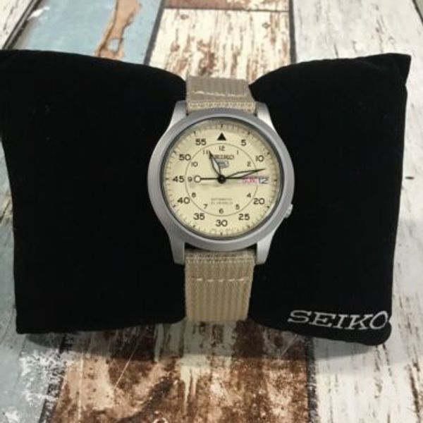Seiko 5 Beige Dial Beige Canvas Men's Watch SNK803 “Read” | WatchCharts ...