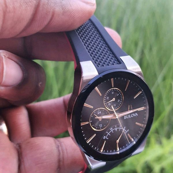 Bulova Futuro Swiss Made Quartz Black Dial Black Rubber Strap Men's ...