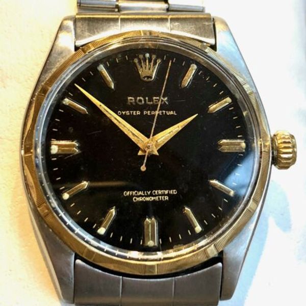 Rolex 6565 Vintage 1956 Black Dial Gilt, Gold, Radium Oyster Perpetual ...