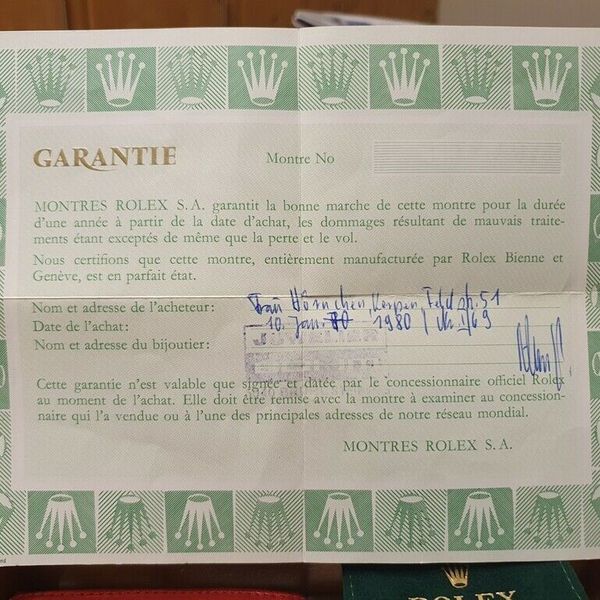 Original Rolex Garantie Zertifikat Certificate Blanko (ohne ...
