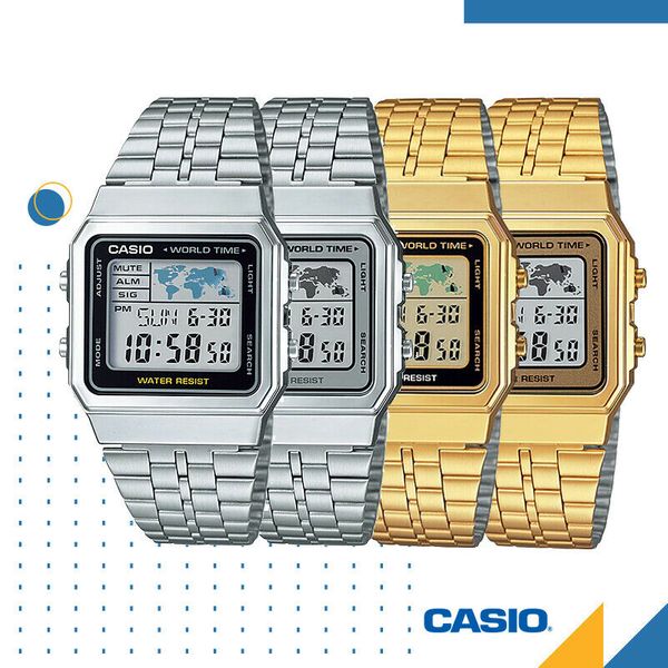 GENUINE Casio A500 Classic Retro Stainless Steel Digital Watch Silver ...