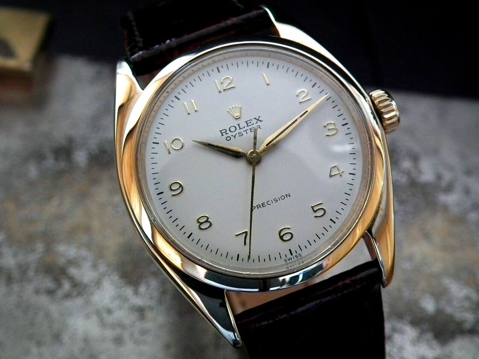 1950’s 9ct Gold Oversize 35mm Rolex Oyster Precision 6427 Gents Vintage ...