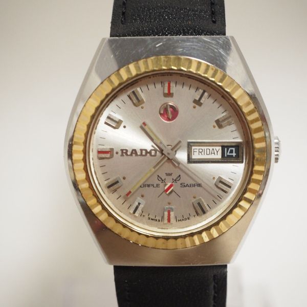 Rado Purple Sabre Watch Automatic Silver Dial Day Date Mens 36mm ...