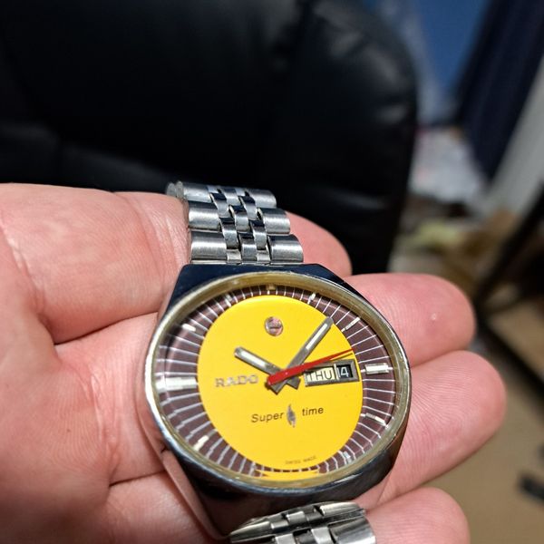 Rado Super Time Vintage Automatic Watch Red & Yellow Hipster Cool Dial ...
