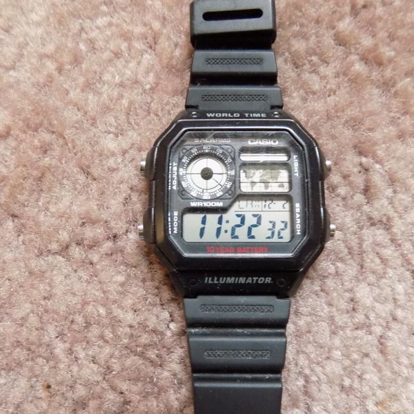 Casio Illuminator Digital Watch Men Black World Time 3229 Day Date 5 ...