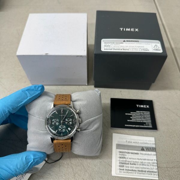 Timex Marlin Chronograph Quartz Green Dial Men's Watch TW2W10100 NEW ...