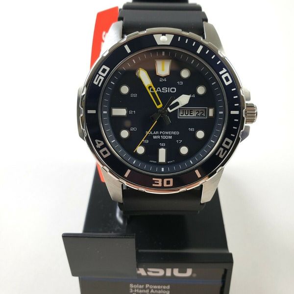 CASIO Men's Solar Powered Stainless Steel Black Resin Strap - MTP-S110 ...