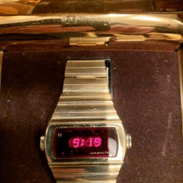 1970s Hamilton LED Digital QED Kojak Pulsar Time Computer Watch Gold ...