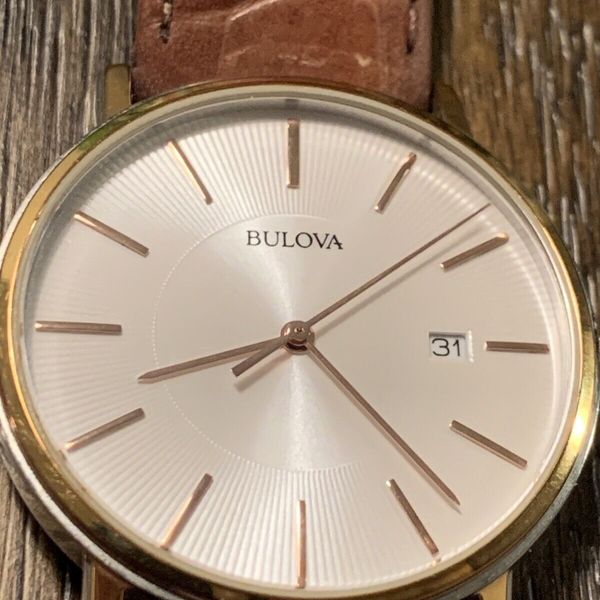 Vintage Bulova Menâ s Wrist Watch: Original Bulova Band: Copper Hour ...