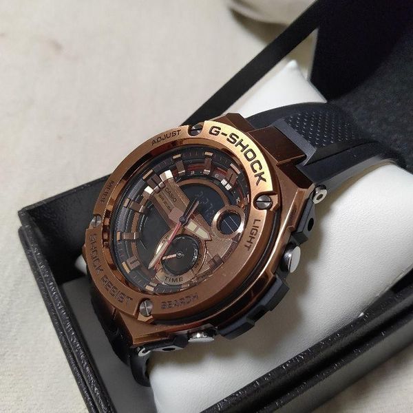 CASIO G SHOCK GST210B Bronze Black G Steel Analog Digital Japan Model ...