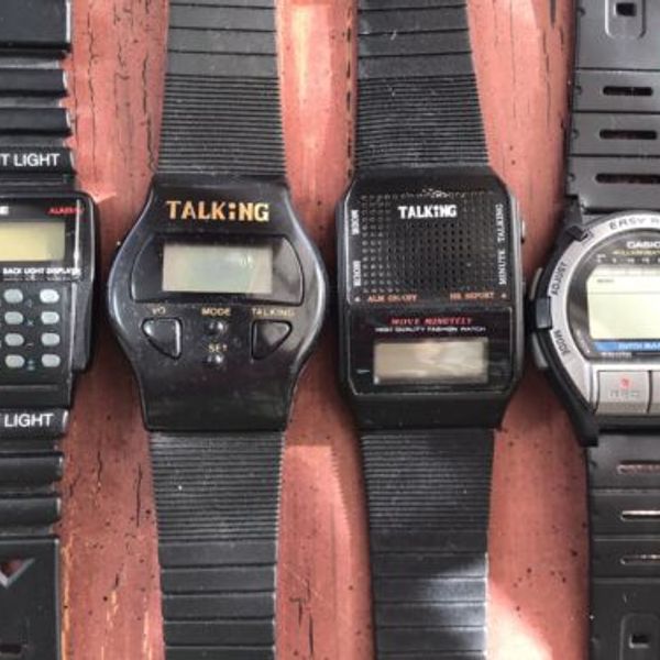 4 Vintage Mens Digital Multifunction Watch Lot-Casio Recorder-Talking ...