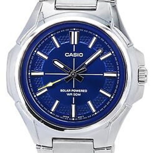 Casio Standard Analog Stainless Steel Blue Dial Solar MTP-RS100D-2A Men ...