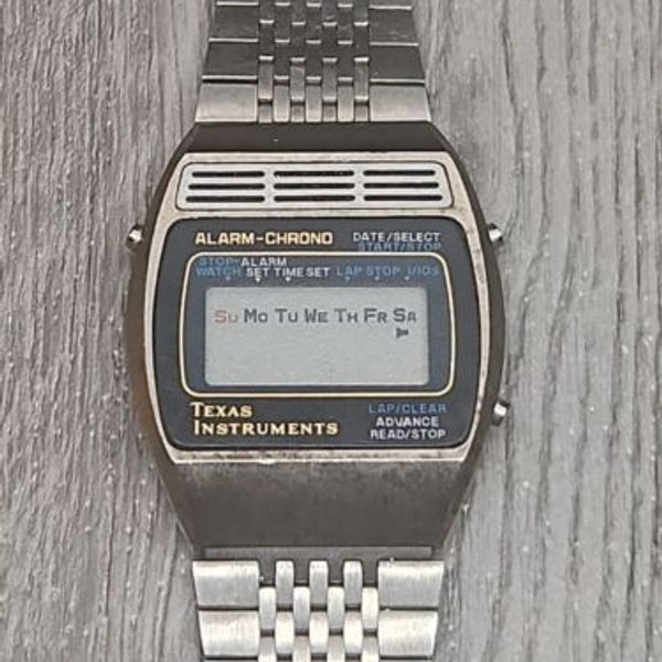 Vintage TEXAS INSTRUMENTS Digital Watch TI3H Alarm-Chrono Silvertone ...