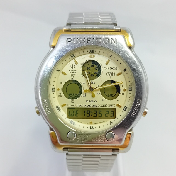Casio Poseidon Mens Watch.PNM-508, 384. New Battery. Dual Time. Rare ...