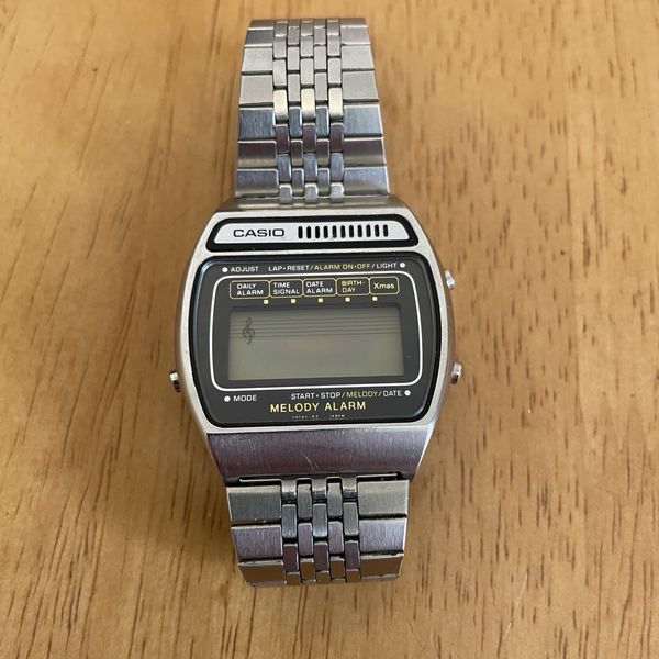 Rare Vintage Casio Melody Digital Alarm Watch H104 82 1980s spares or ...