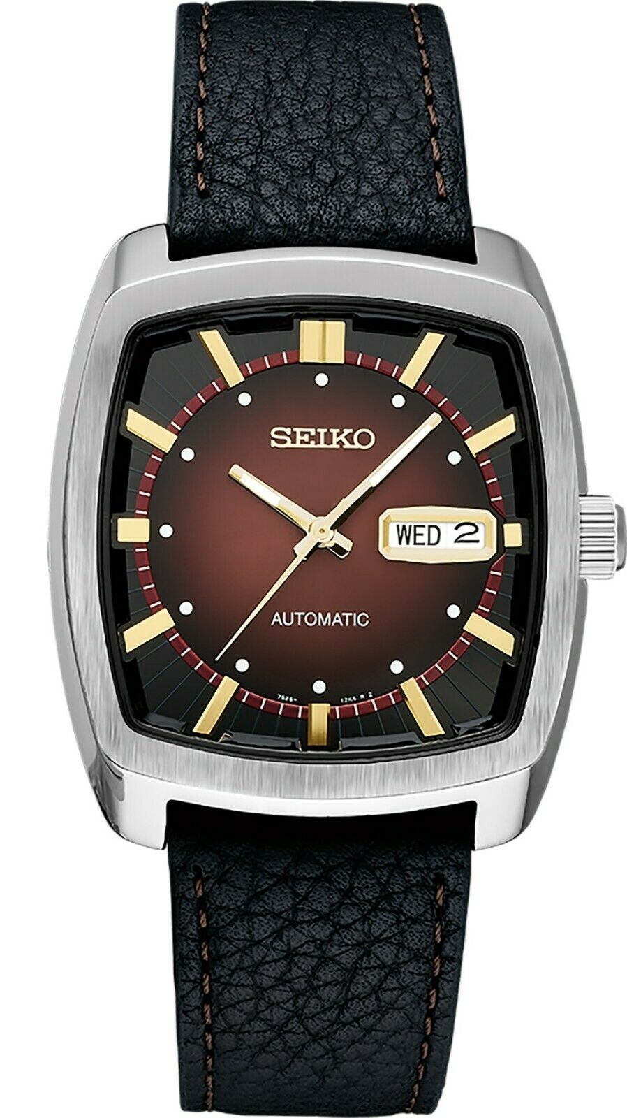 Seiko Recraft Automatic Brown Dial Black Leather Strap Men's Watch ...