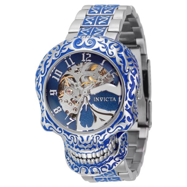 Invicta Mens 50mm Artist Skull Skeletonized Dial Automatic Stainless ...