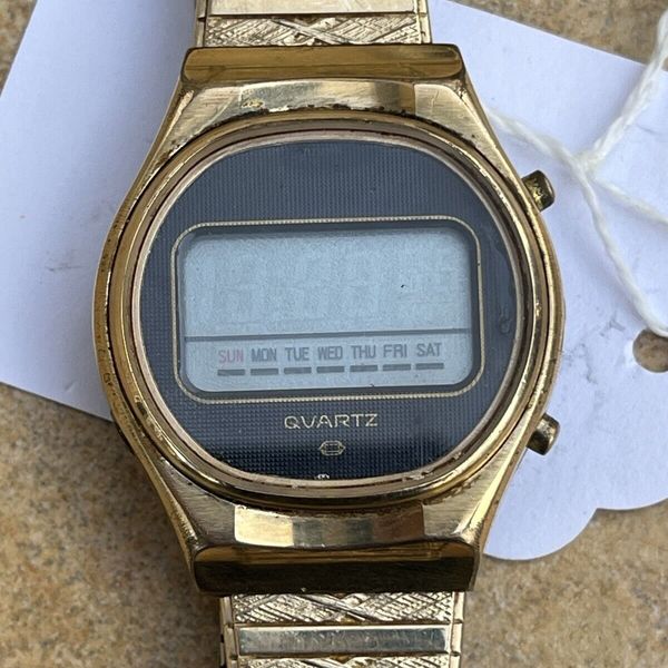 Vintage Bulova N7 LCD Quartz Solid State Mens Digital Watch Untested As ...