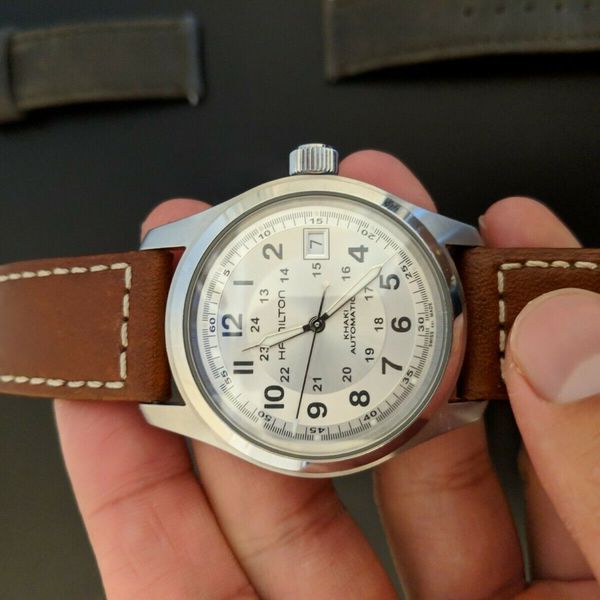 Hamilton Khaki Field Silver Dial Men's Watch H70455553 | WatchCharts ...