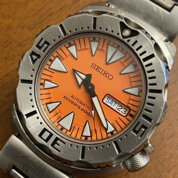 Seiko Diving Watch Monster Diver 4R36-01J0 Automatic Orange face Rare ...