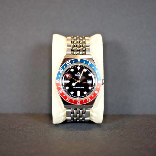 Timex Q GMT Pepsi 38mm Quartz Watch with StrapHabit Beads of Rice ...