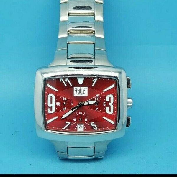 EVERLAST WATCH JAPAN MOVEMENT QUARTZ CHRONOGRAPH MEN'S WATCH RED DIAL ...