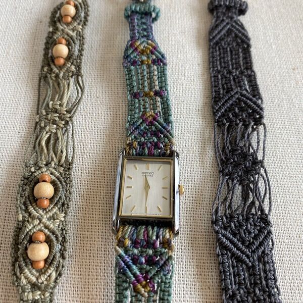 Vintage Two Tone Seiko Watch Face With 3 Macrame Bands | WatchCharts ...