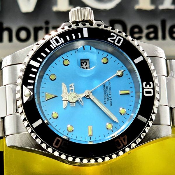 NEW Invicta Men's 40mm Pro Diver Silver Tone TURQUOISE DIAL 200m SS ...
