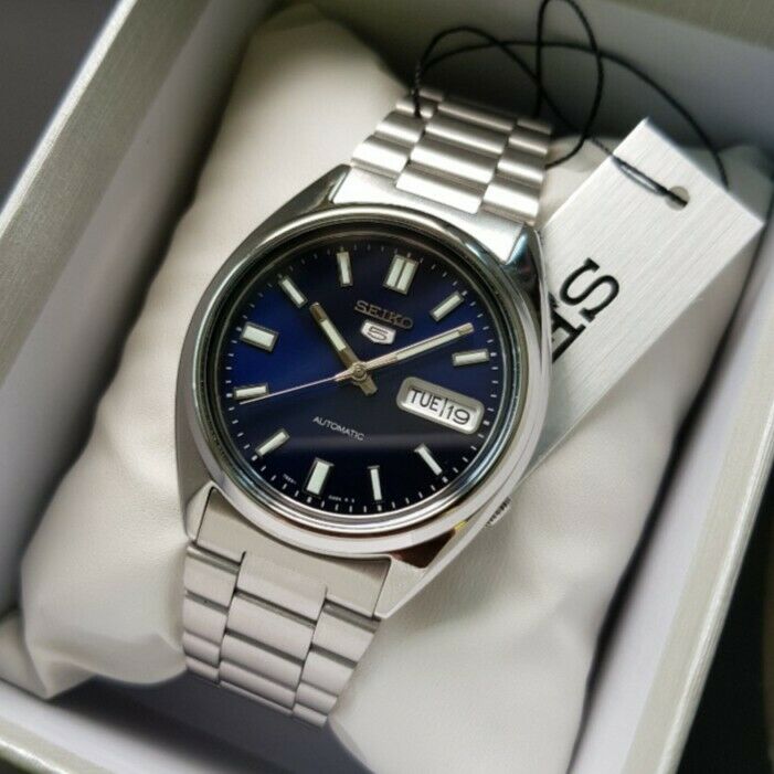 Rare Seiko 5 SNXS77K1 Automatic Day-Date Blue Dial Stainless Steel Men ...