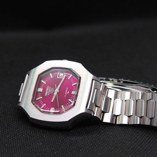 Seiko Watch 7005-5020 Pink Dial Automatic Octagonal Case Vintage 1974 ...