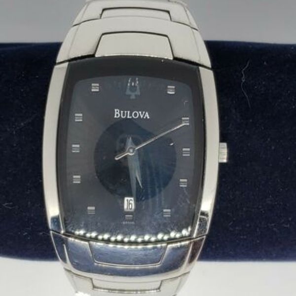 Bulova Mens Watch Black & Stainless Steel with Date C876727 ...