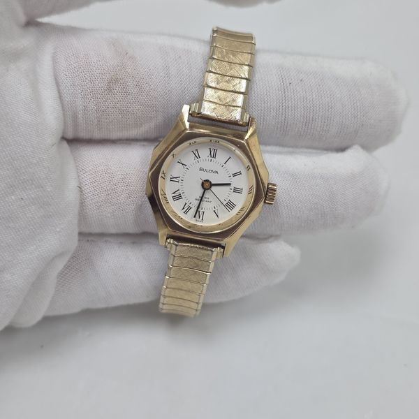 Vintage Ladies Bulova Mechanical Wind Up Wrist Watch Gold Tone Swiss ...