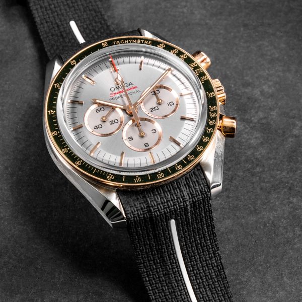 Solitaire Omega FKM rubber strap in Godzilla Black, Omega x Swatch ...