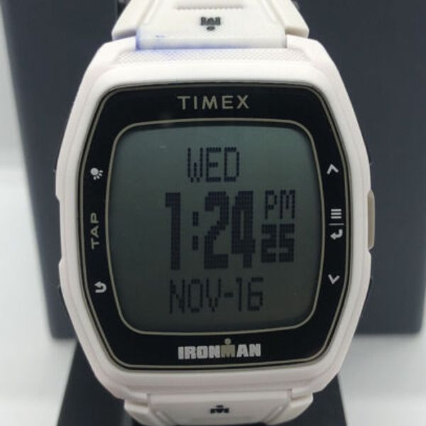 Timex T300 Ironman Watch White Silicone Band TW5M47700 SO | WatchCharts ...