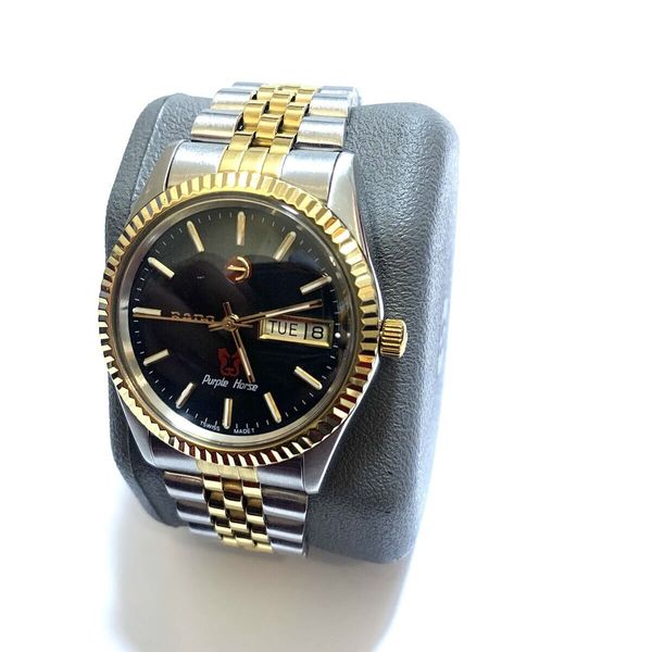 Vintage Rado Purple Horse Black Dial Mechanical Automatic Two Tone Menâ ...