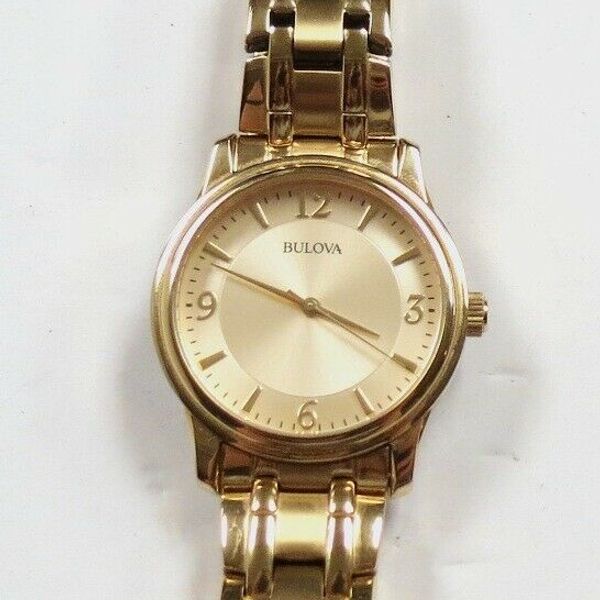 Bulova Men's 97A120 Classic Gold Dial Gold-Tone Stainless Steel Quartz ...