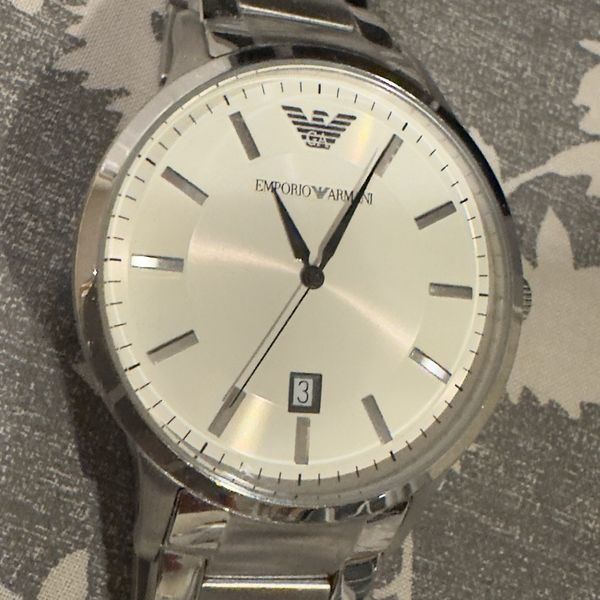 Emporio Armani 43mm Stainless Steel White Dial Quartz Men Watch AR2430 ...