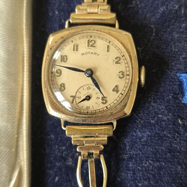 9ct Gold casing vintage ROTARY Watch with Rolled gold pretty strap on ...