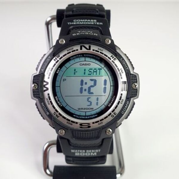 Casio SGW-100 Watch Mens Black Twin Sensor Compass World Time Quartz ...