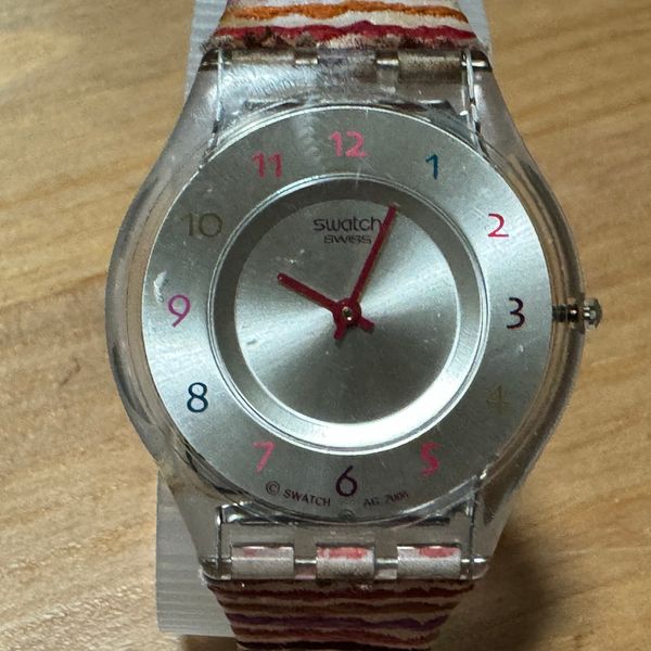 Swatch Swiss Quartz Watch Skin Sliding Waves SFP113 Men Clear Thin New ...