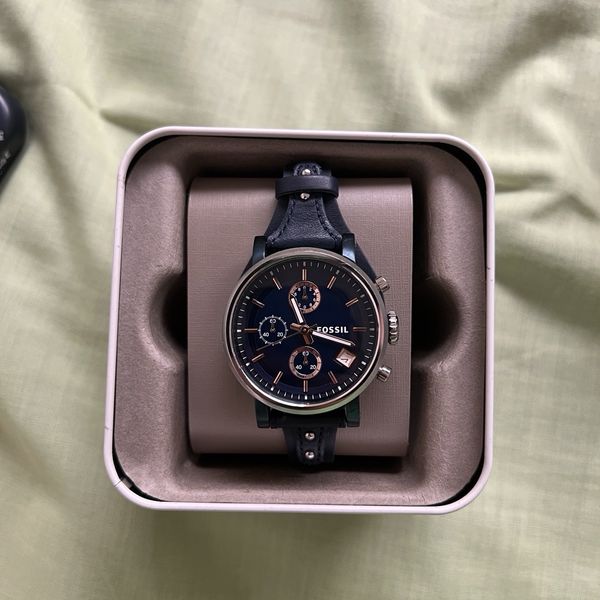 Fossil Original Boyfriend Sport Chronograph Blue Leather Watch ES4113 ...
